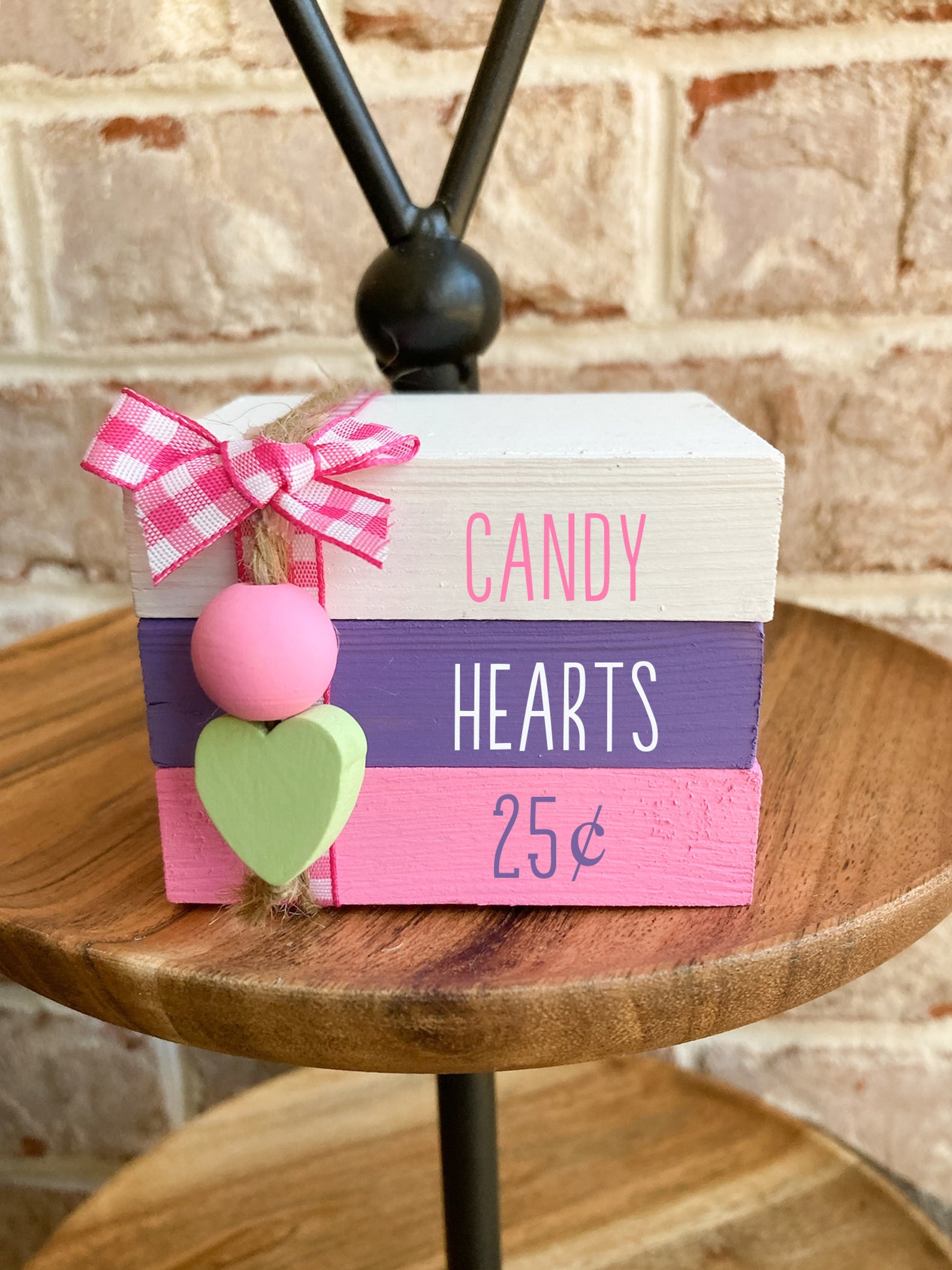 Candy Hearts Farmhouse Books Mini Wooden Book Stack - Etsy