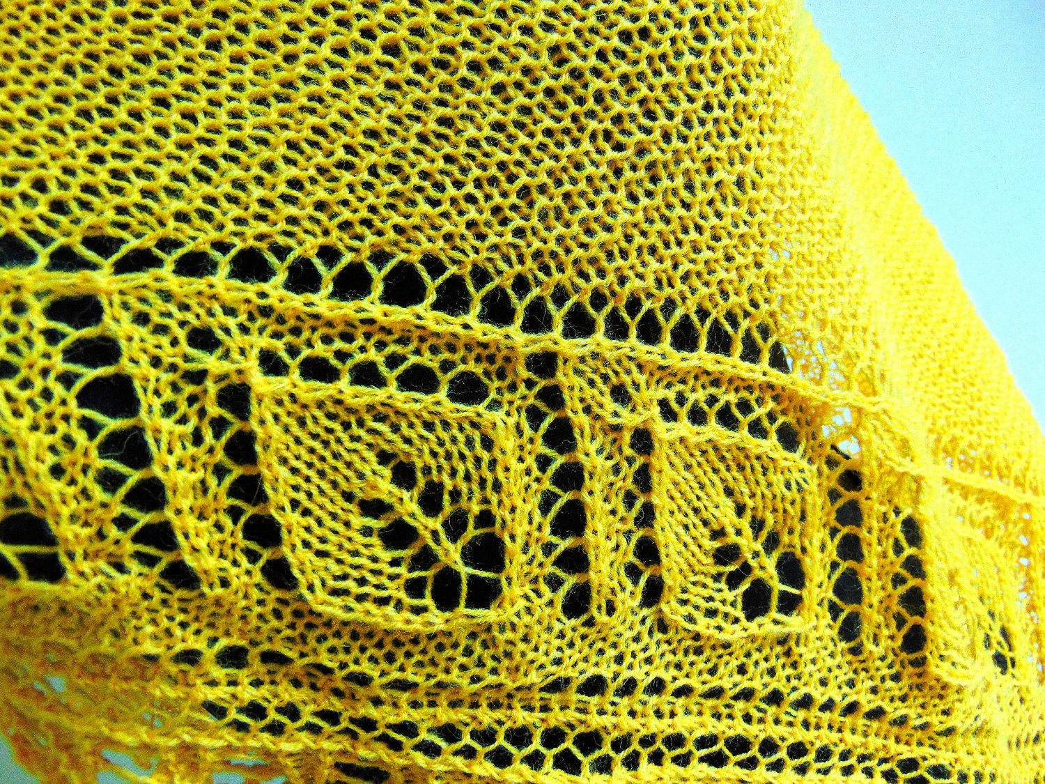 Yellow Triangular Shawl for Women With Leaf Pattern, Bright Yellow ...