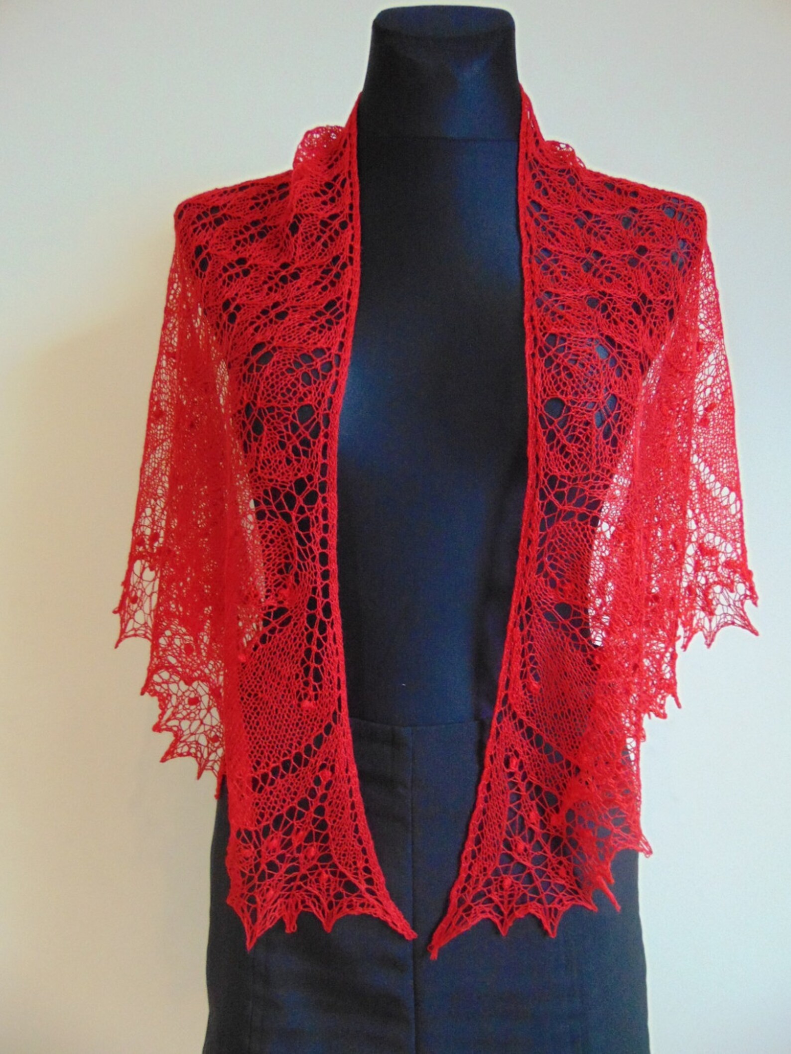 Triangular Red or White Lace Shawl, White Hand Knitted Lace Shawl,shawl ...