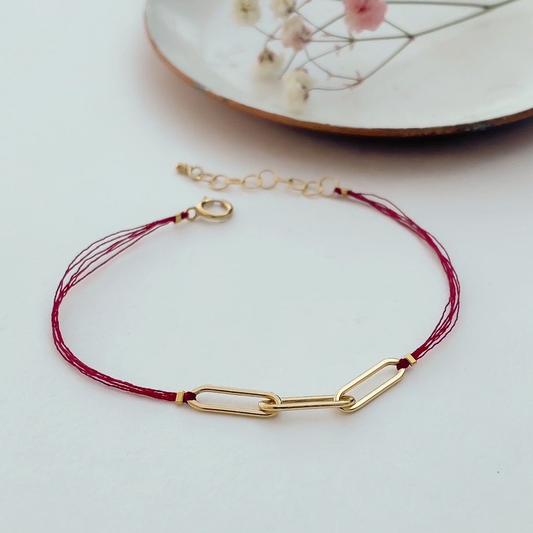 Red String Bracelet, Link Chain Bracelet, Red Thread Bracelet ...