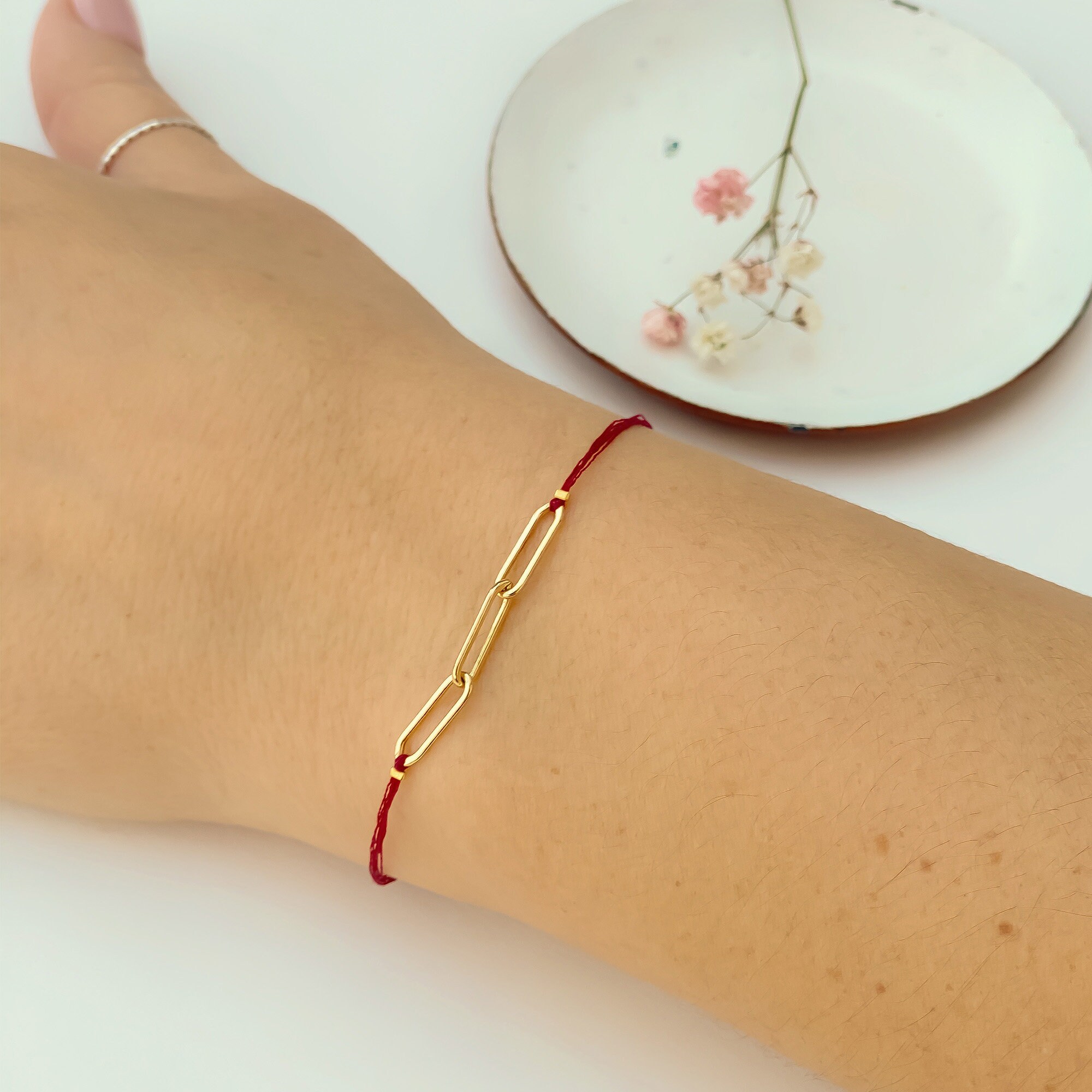 Red String Bracelet, Link Chain Bracelet, Red Thread Bracelet ...