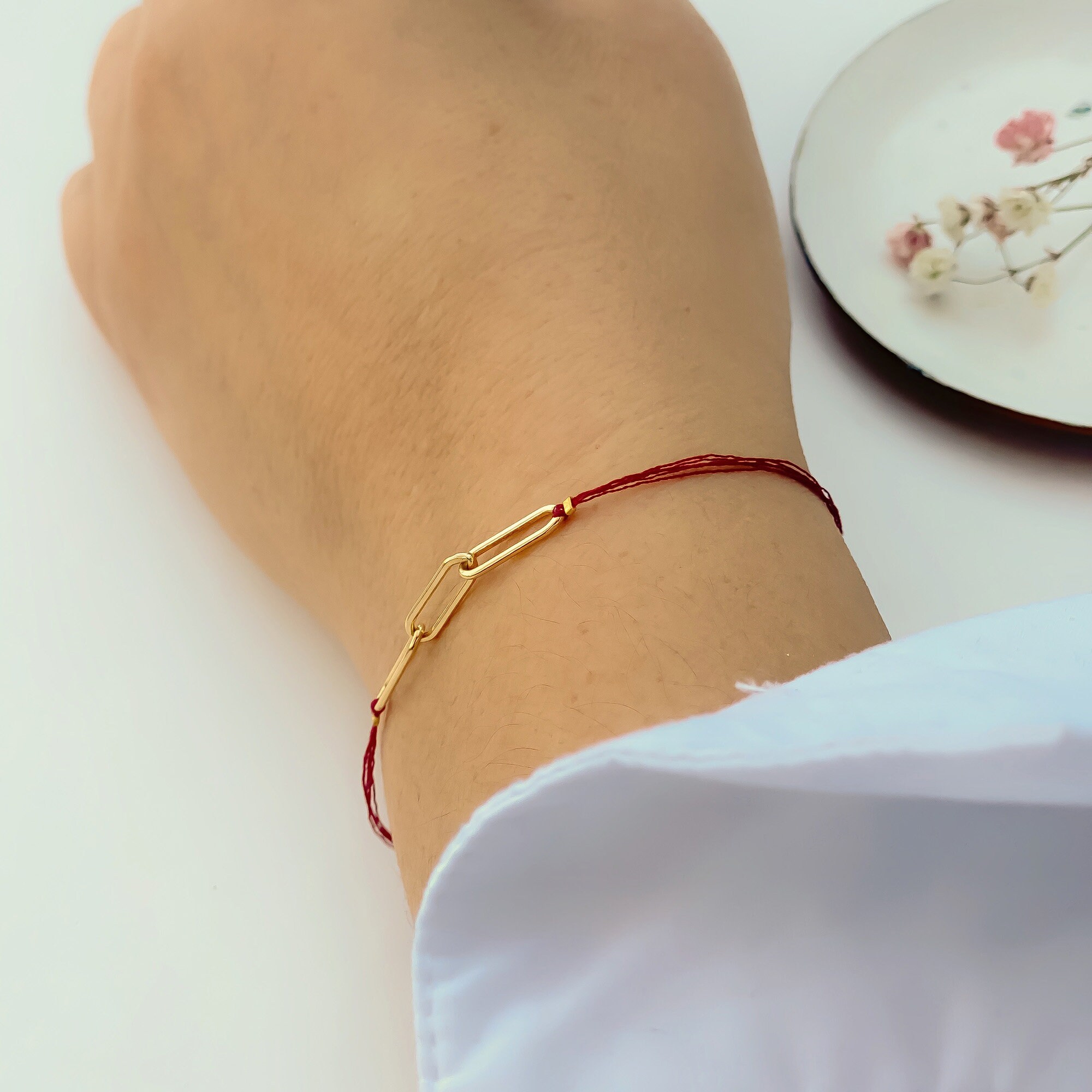 Red String Bracelet, Link Chain Bracelet, Red Thread Bracelet ...