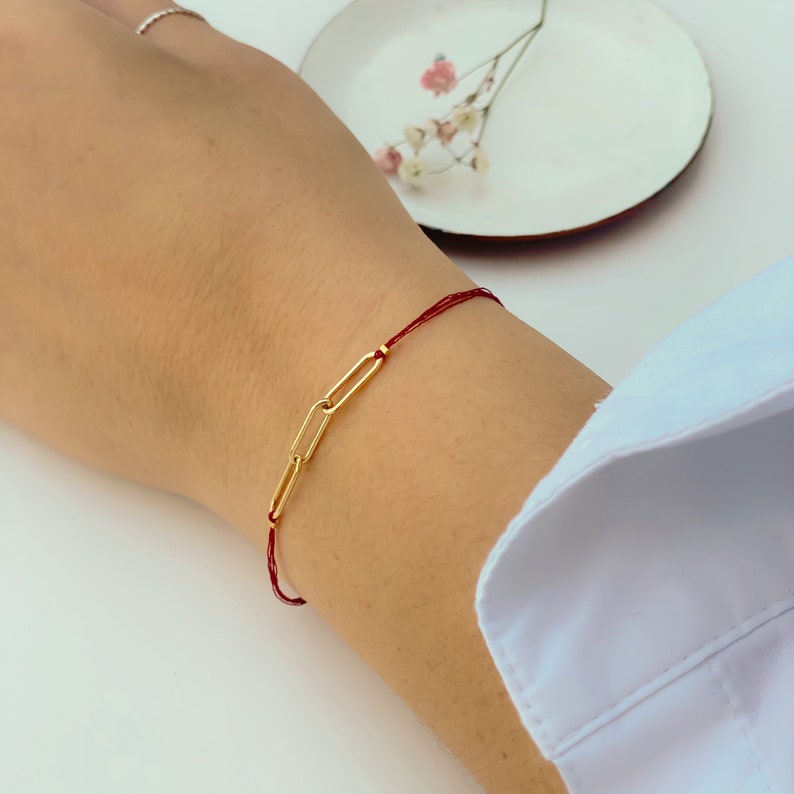 Red String Bracelet, Link Chain Bracelet, Red Thread Bracelet ...
