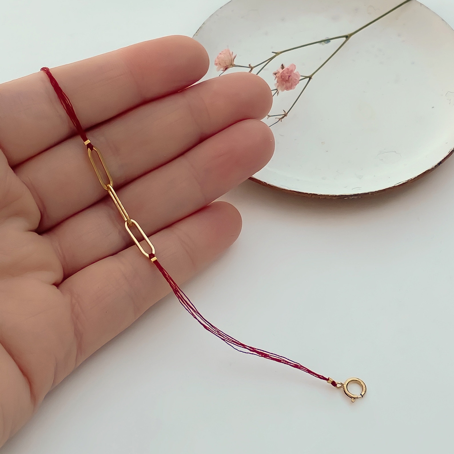 Red String Bracelet, Link Chain Bracelet, Red Thread Bracelet ...