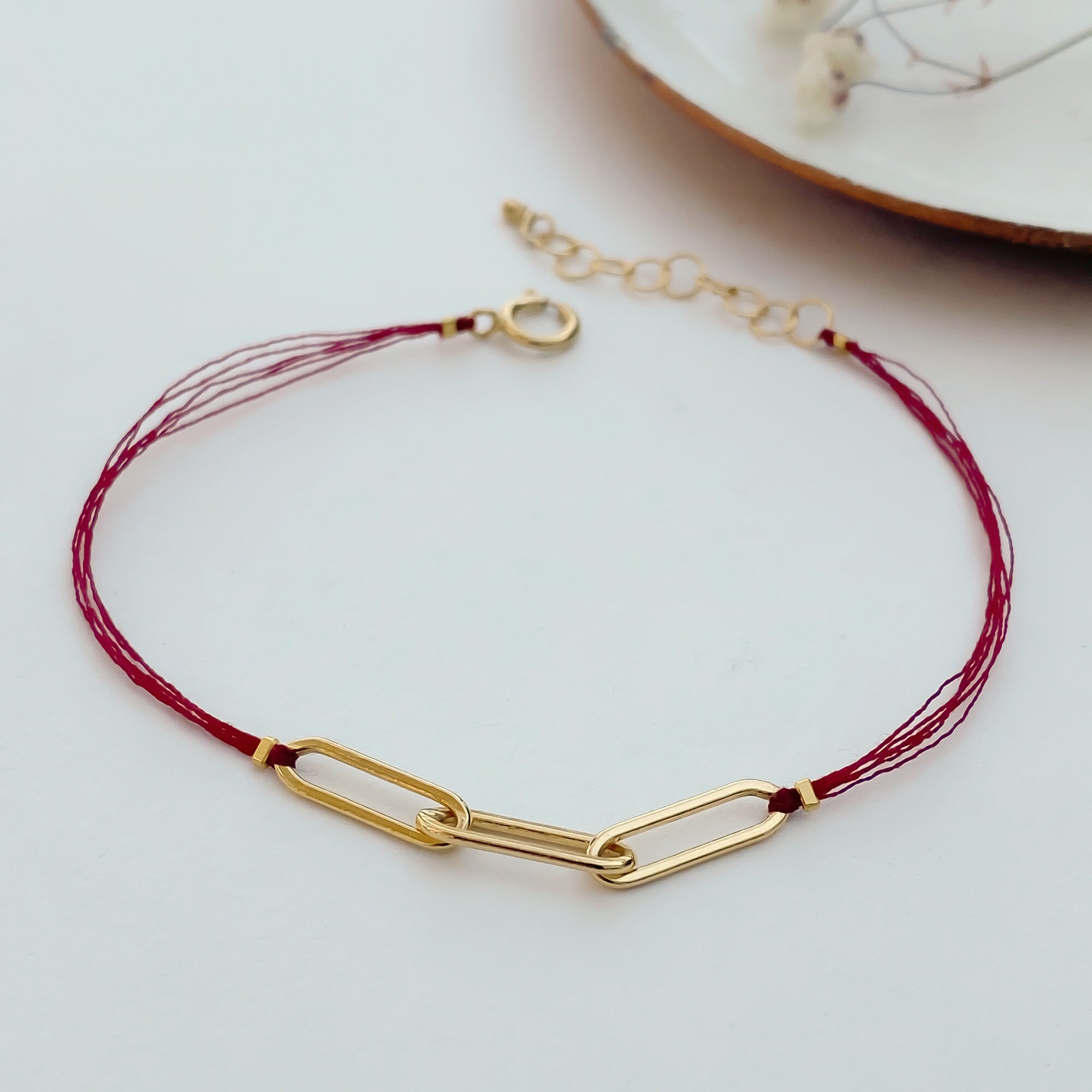 Red String Bracelet, Link Chain Bracelet, Red Thread Bracelet ...