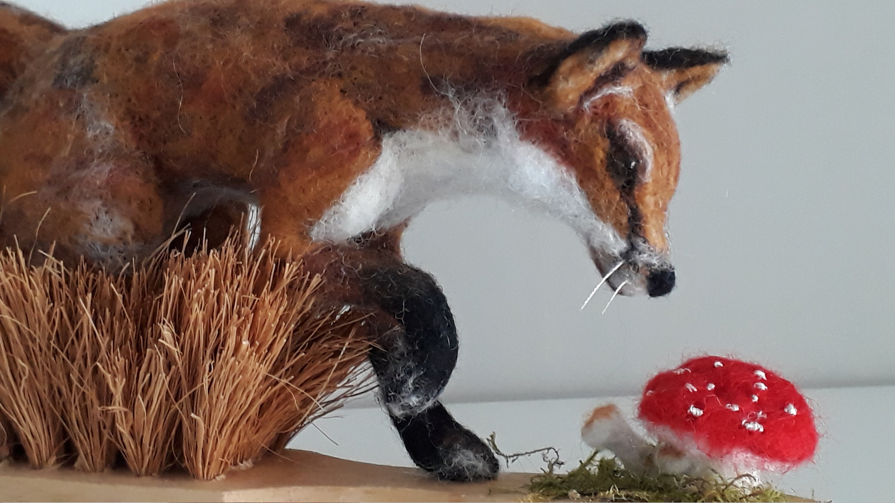 Autumn Forager needle felt fox on vintage brush | Etsy