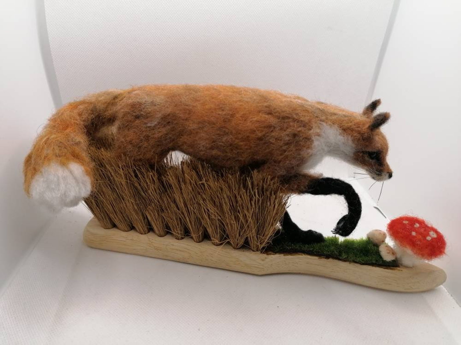 Autumn Forager Needle Felt Fox on Vintage Brush - Etsy
