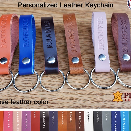 Personalized Leather Keychain for Men Custom Leather - Etsy