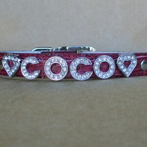 Custom Name Rhinestone Leather Collar for Small Dogs, Puppies & Cats ...
