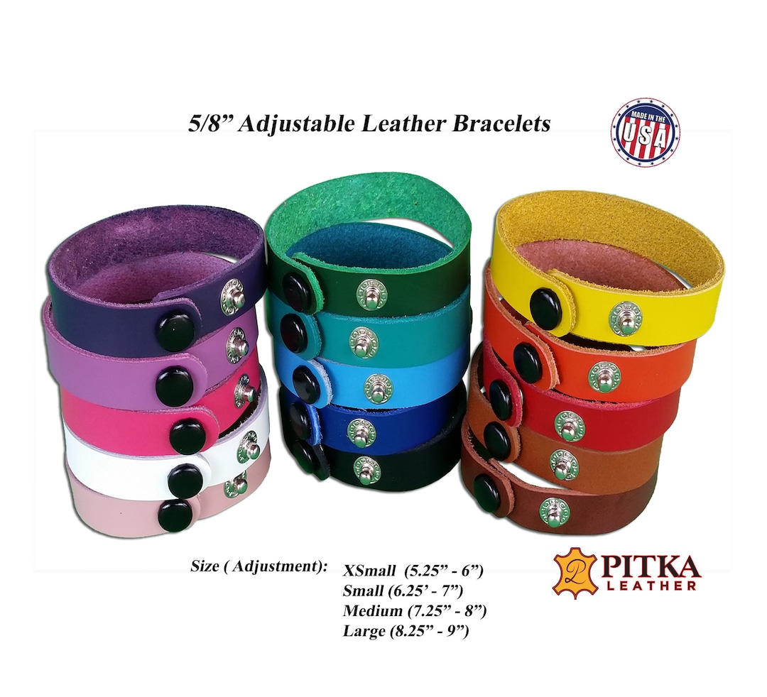 10 Pack Adjustable Bracelets 5/8"- Leather Bracelets Engraving Ready ...