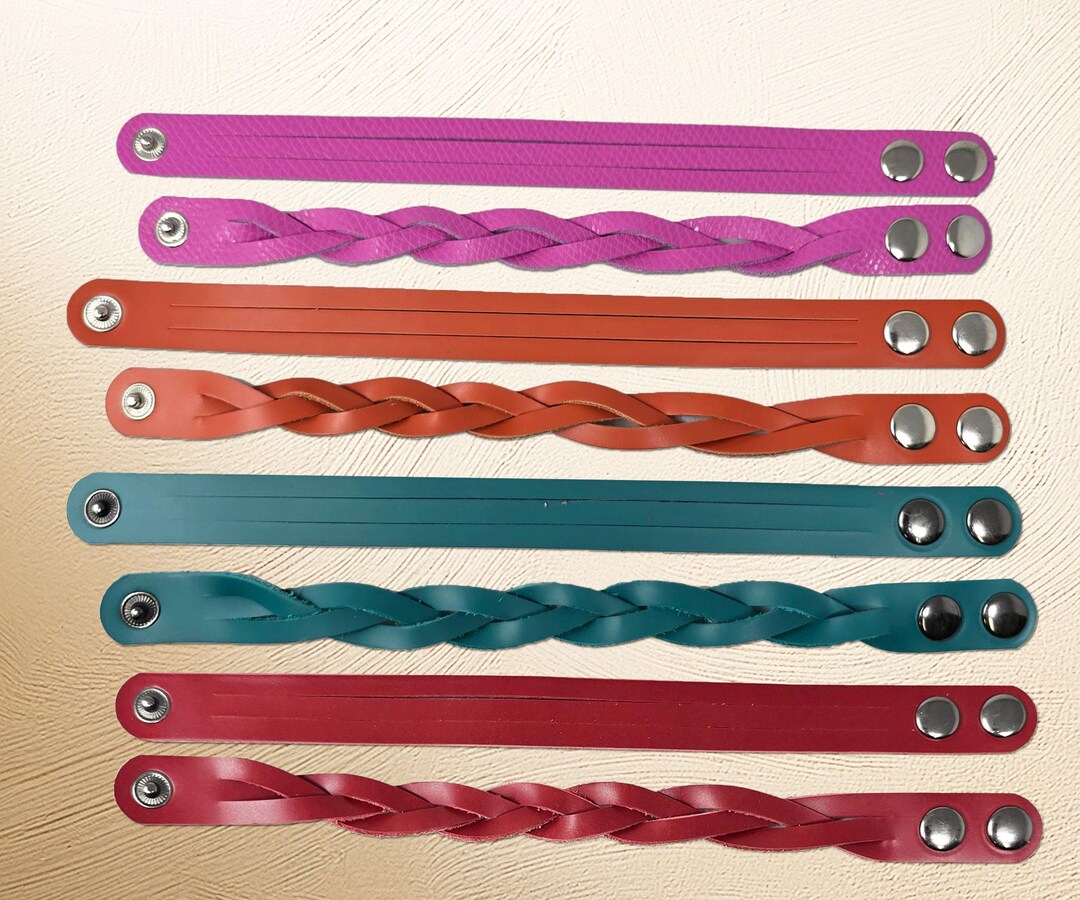 DIY Leather Braid Bracelet Kit: 8-pack Adjustable Snap Cuff - Etsy