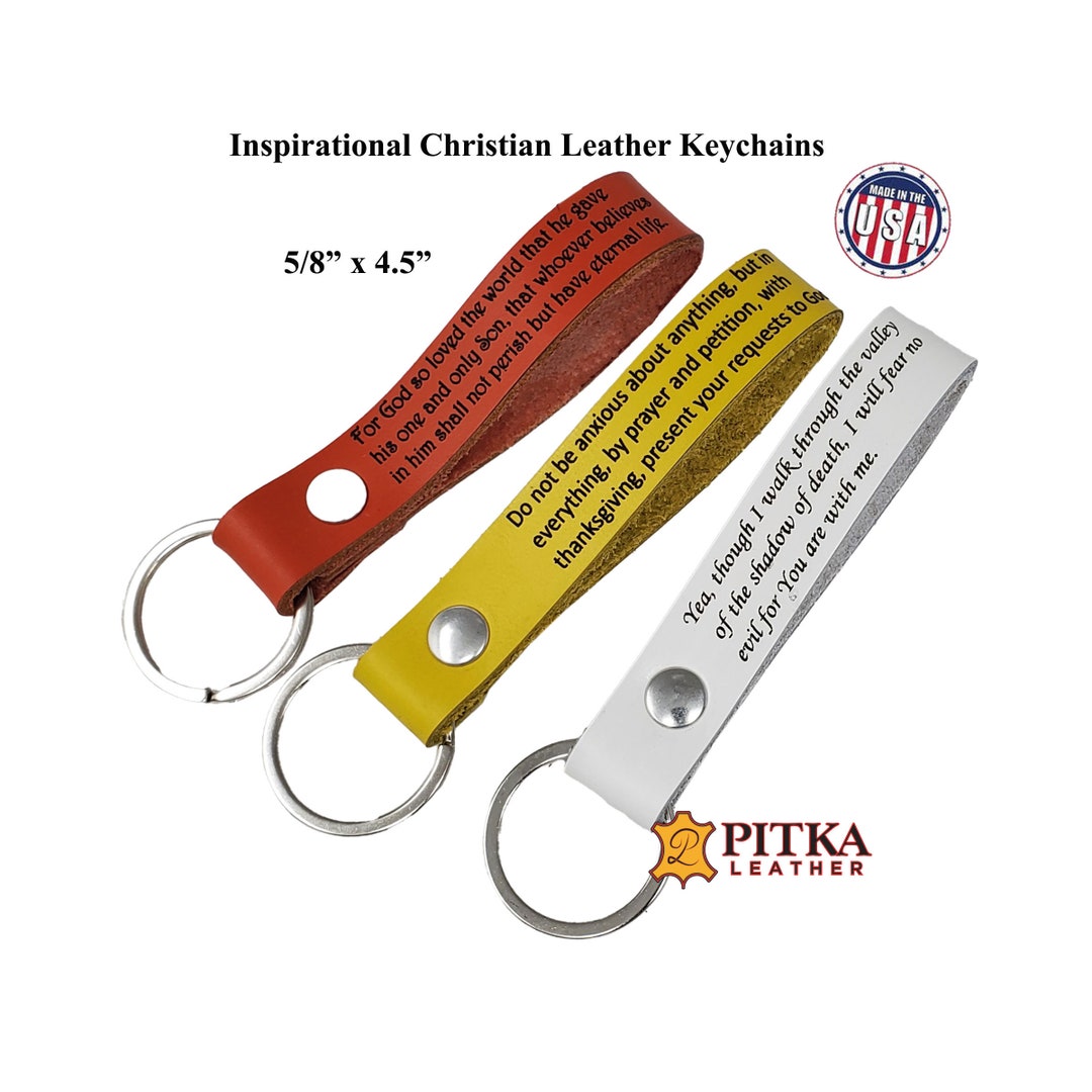 Bible Verse Leather Keychains Laser Engraved 5/8" -father's Day, Mother ...