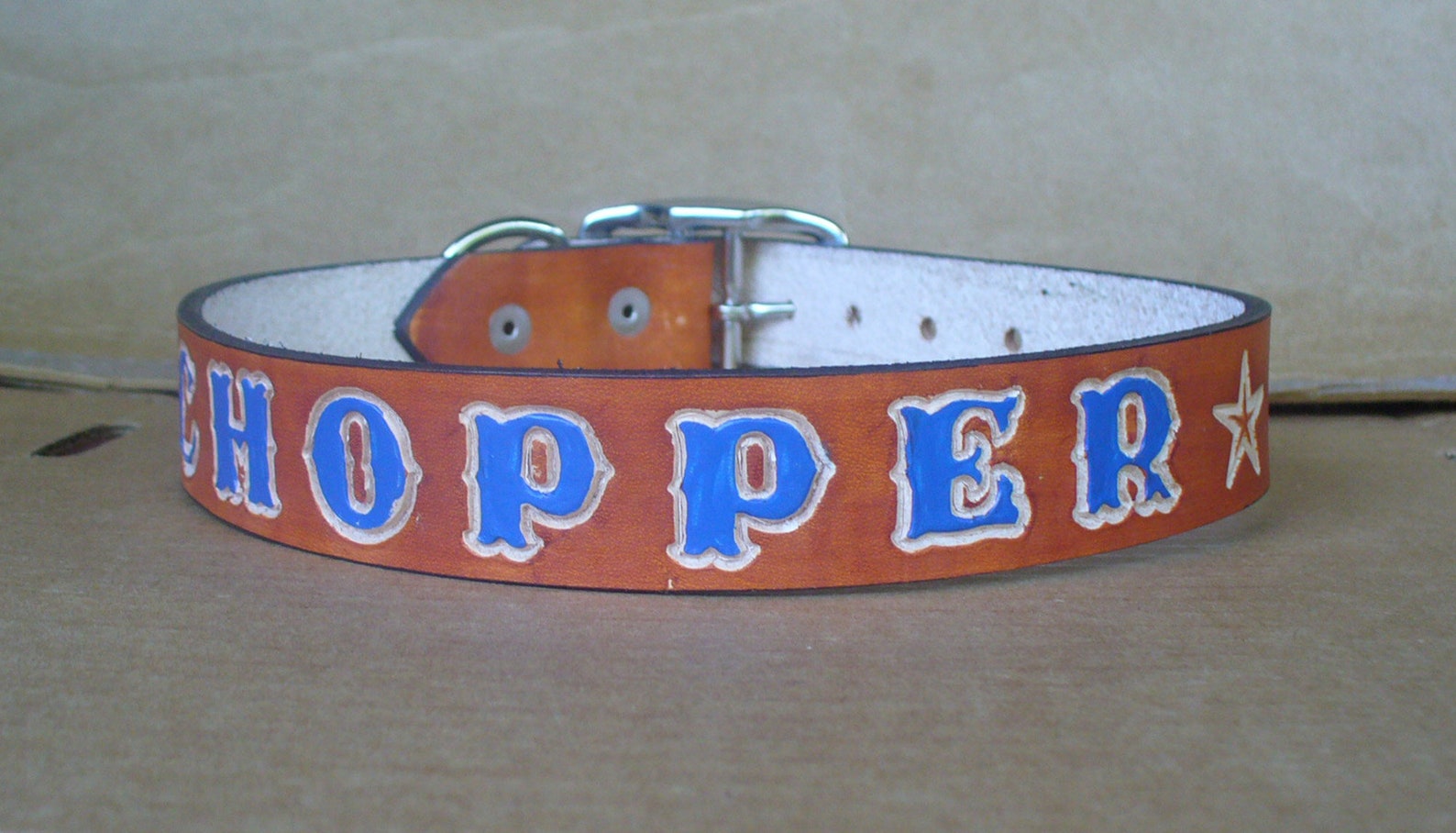 Leather Dog Collars Tan Big Dog Collars Custom Name | Etsy