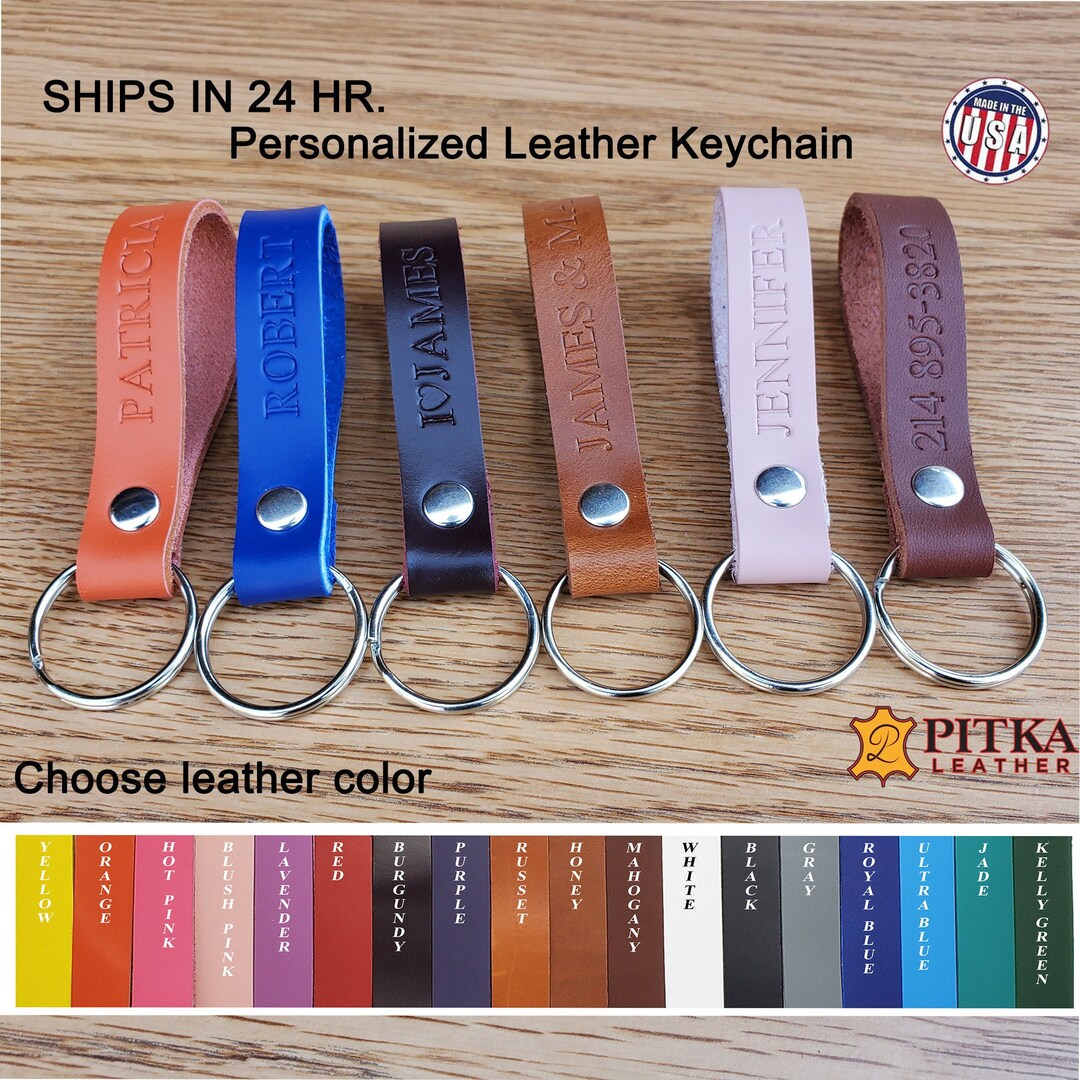 Custom Leather Keychain Personalized Leather Keychains - Etsy