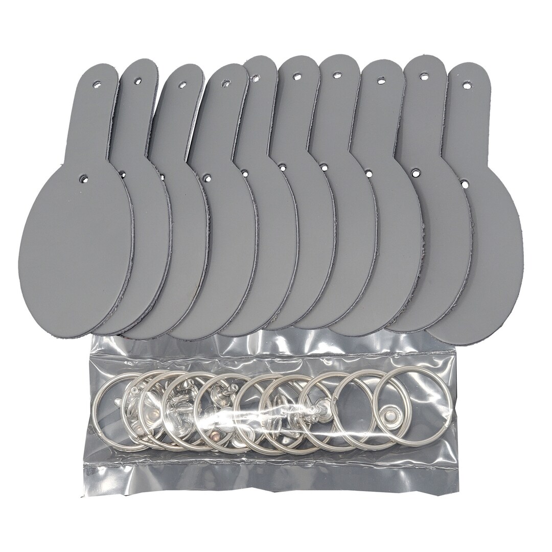 Gray Leather Keychains Blank 10 Pack, Leather Key Fobs, Hardware ...