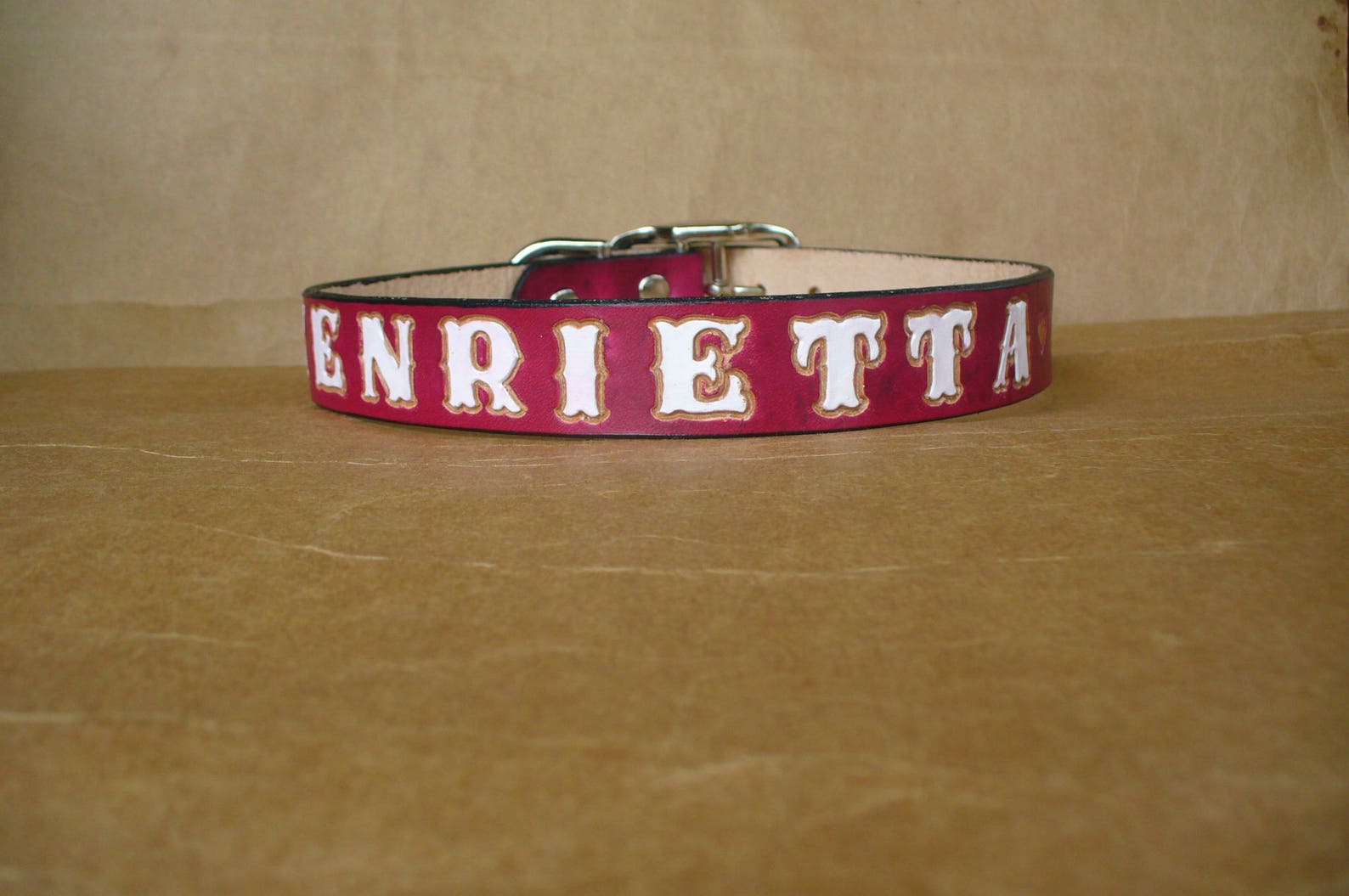 Red Leather Dog Collar – Personalized Embossed Name, Large Breed - Etsy