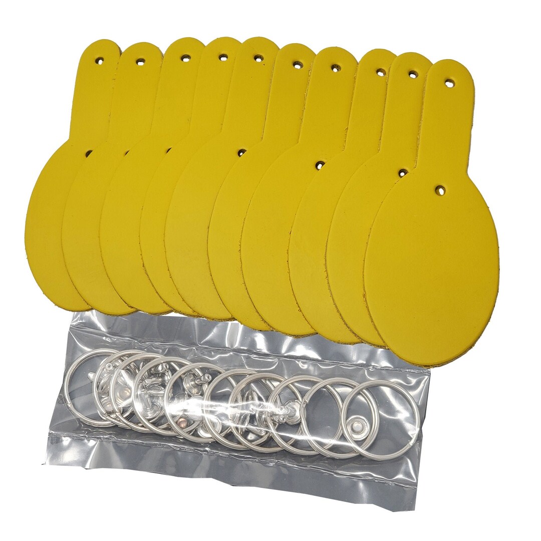 Leather Keychains Blank -10 Pack Yellow Leather Key Fobs Kit, Ready to ...