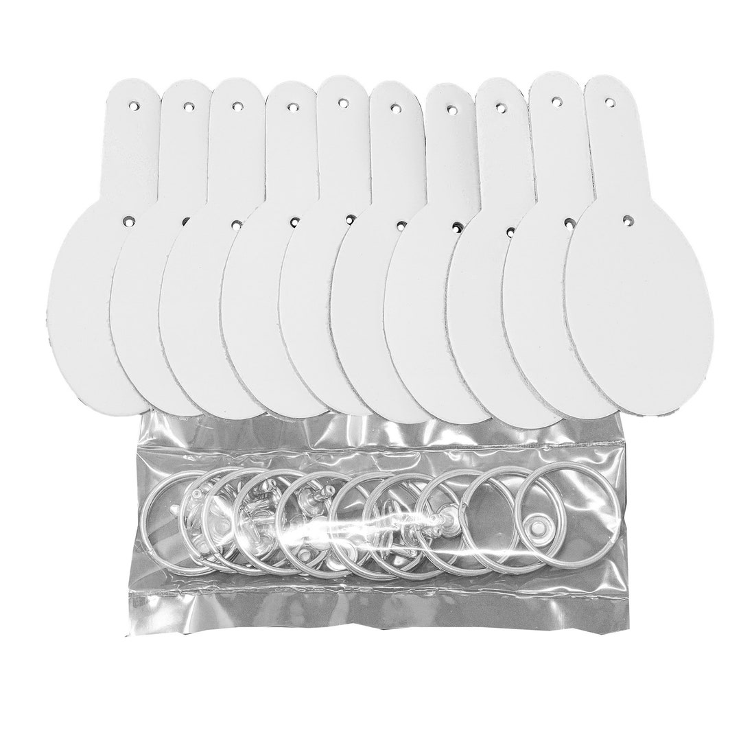 White Leather Keychains Blank - 10 Pack Leather Key Fobs Kit ...