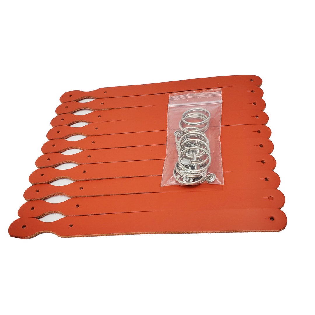 Leather Keychains Orange 10 Pack. DIY Leather Key Fobs, Hardware ...