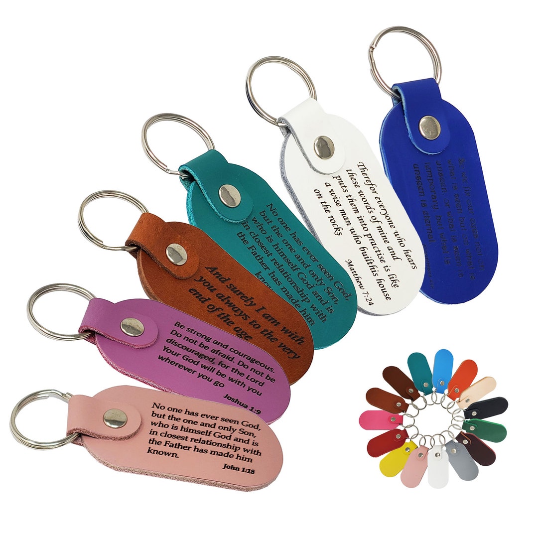 Custom Leather Keychain, Bible Verse You Choose Will Be Permanently ...
