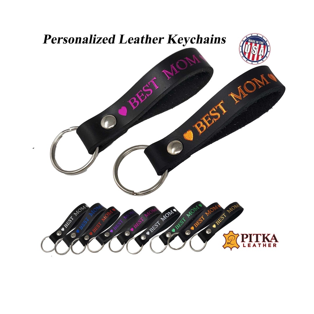 Best Mom Leather Keychain, Personalized Gift for Mom, Mother's Day ...