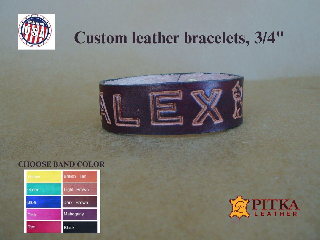 Custom Wristbands - Handmade Leather Wristbands 3/4 in - Leather ...