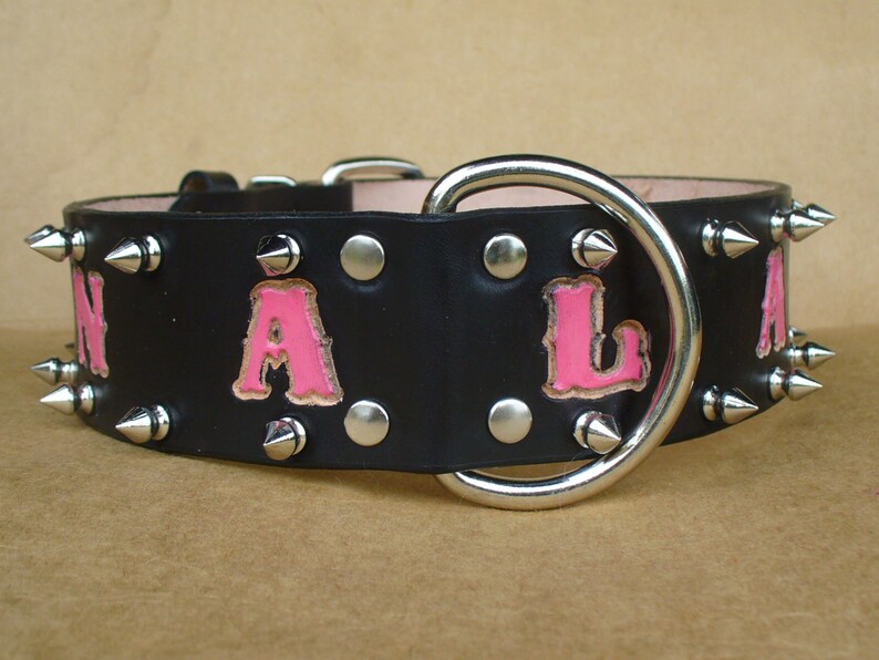 Custom Pit Bull Spiked Collars Spiked Leather Dog Collar | Etsy