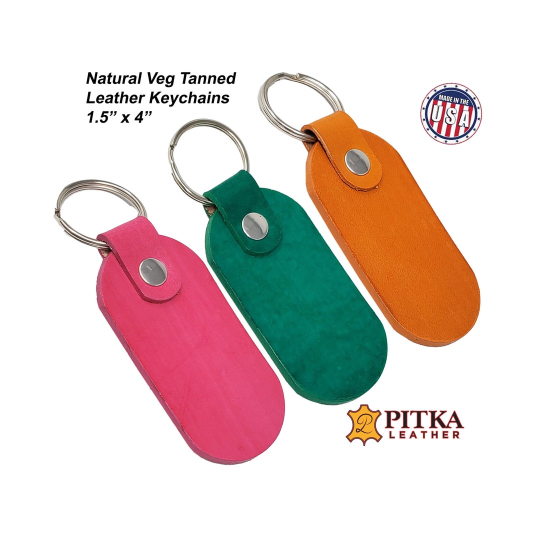 10 Pack Natural Leather Keychains Blank-colored Natural Leather Key ...