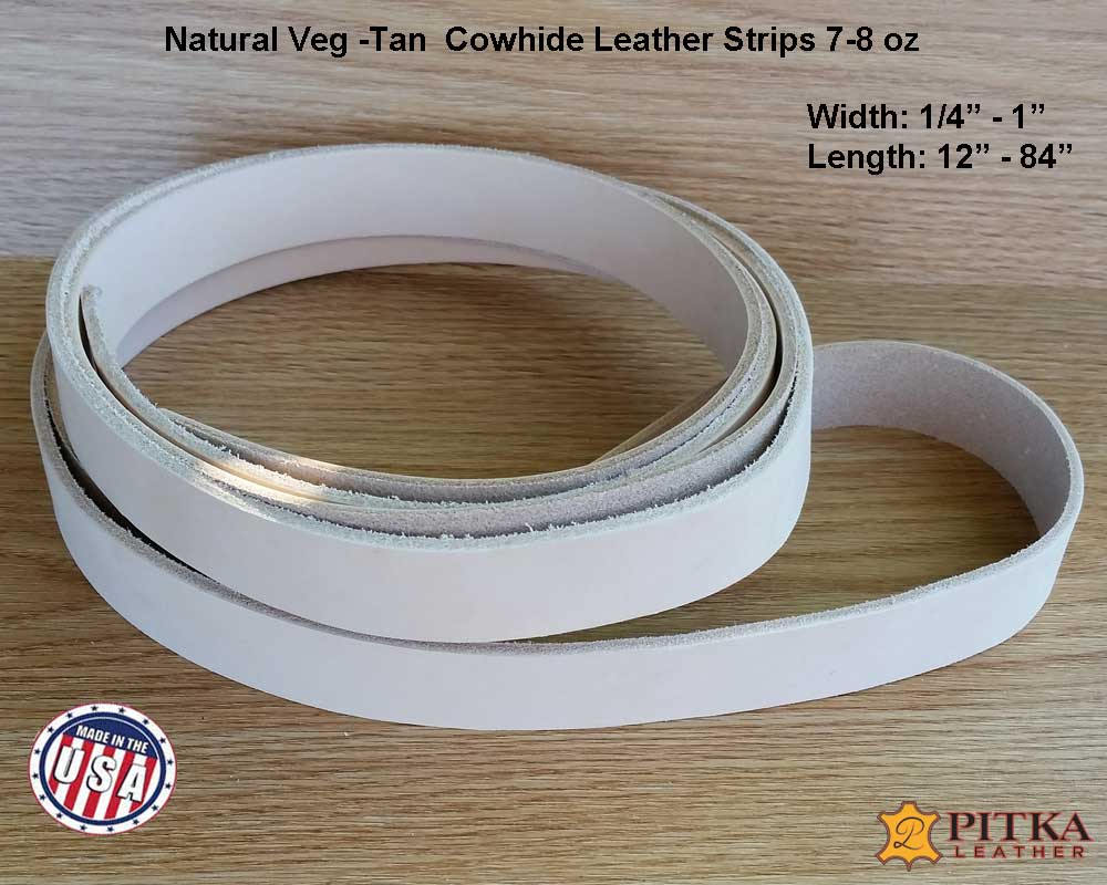 Natural Leather Strips Veg-tan Leather Strip 7-8 Oz 2.8 | Etsy