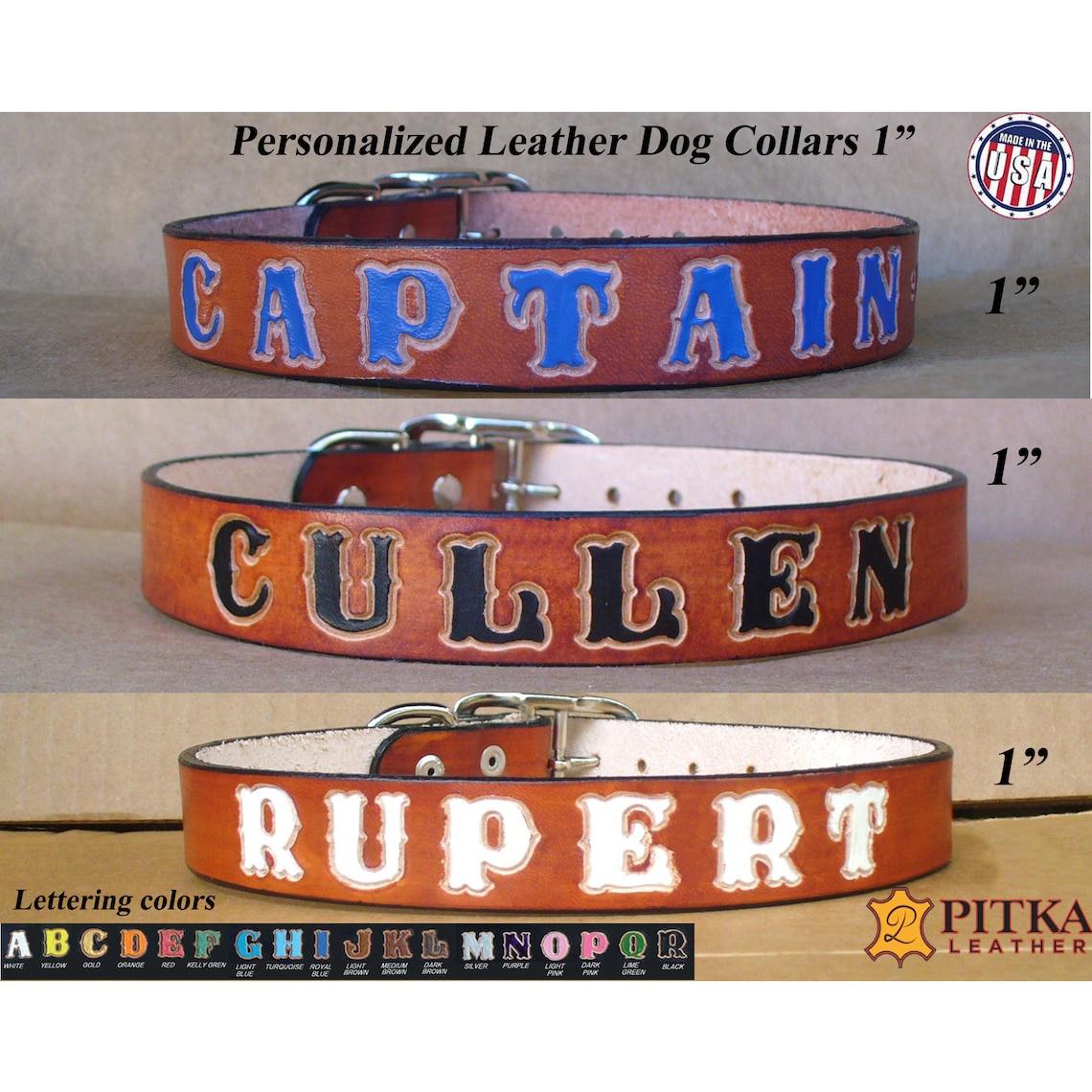 Leather Dog Collars Tan Big Dog Collars Custom Name | Etsy