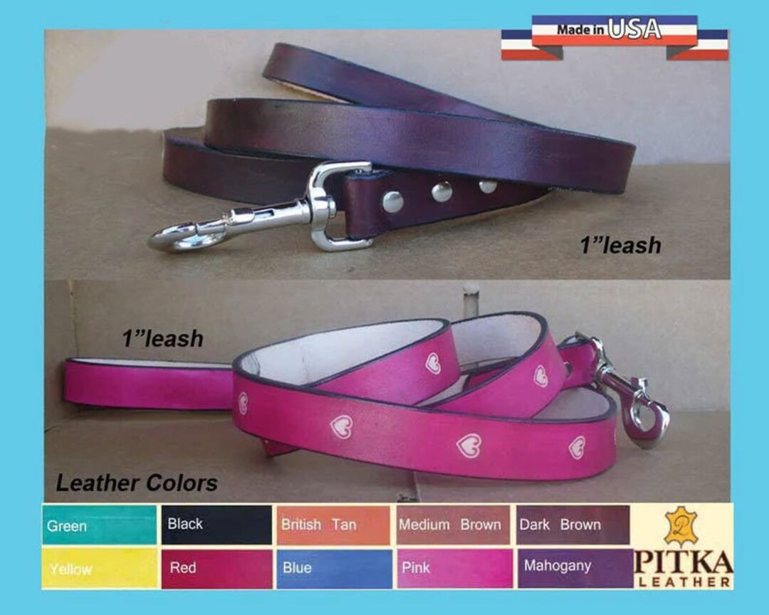 Leather Dog Leashes - Custom Dog Leash - 1 Inch Leather Dog Leashes ...