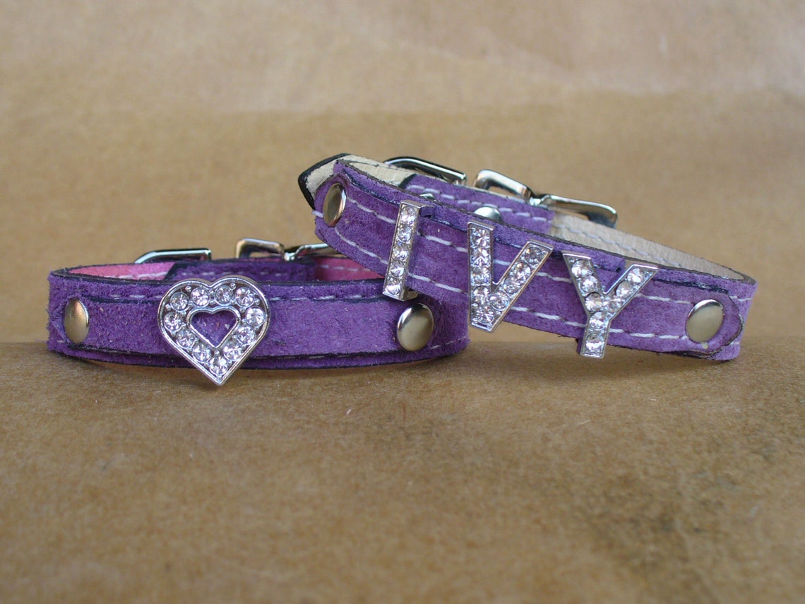 Rhinestone Puppy Collars XS Bling Dog Collars Soft Leather | Etsy