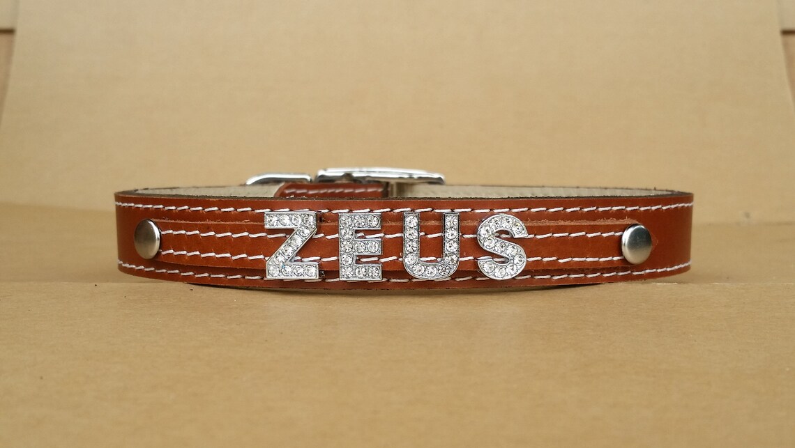 Personalized Rhinestone Dog Collars Custom Leather Collars | Etsy