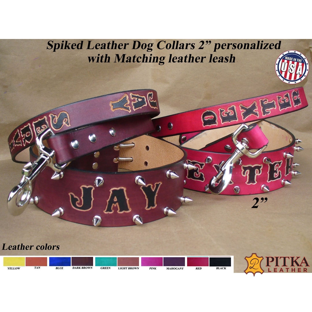 Pit Bull Dog Collars and Leashes - Custom Made Dog Collars With Spikes ...