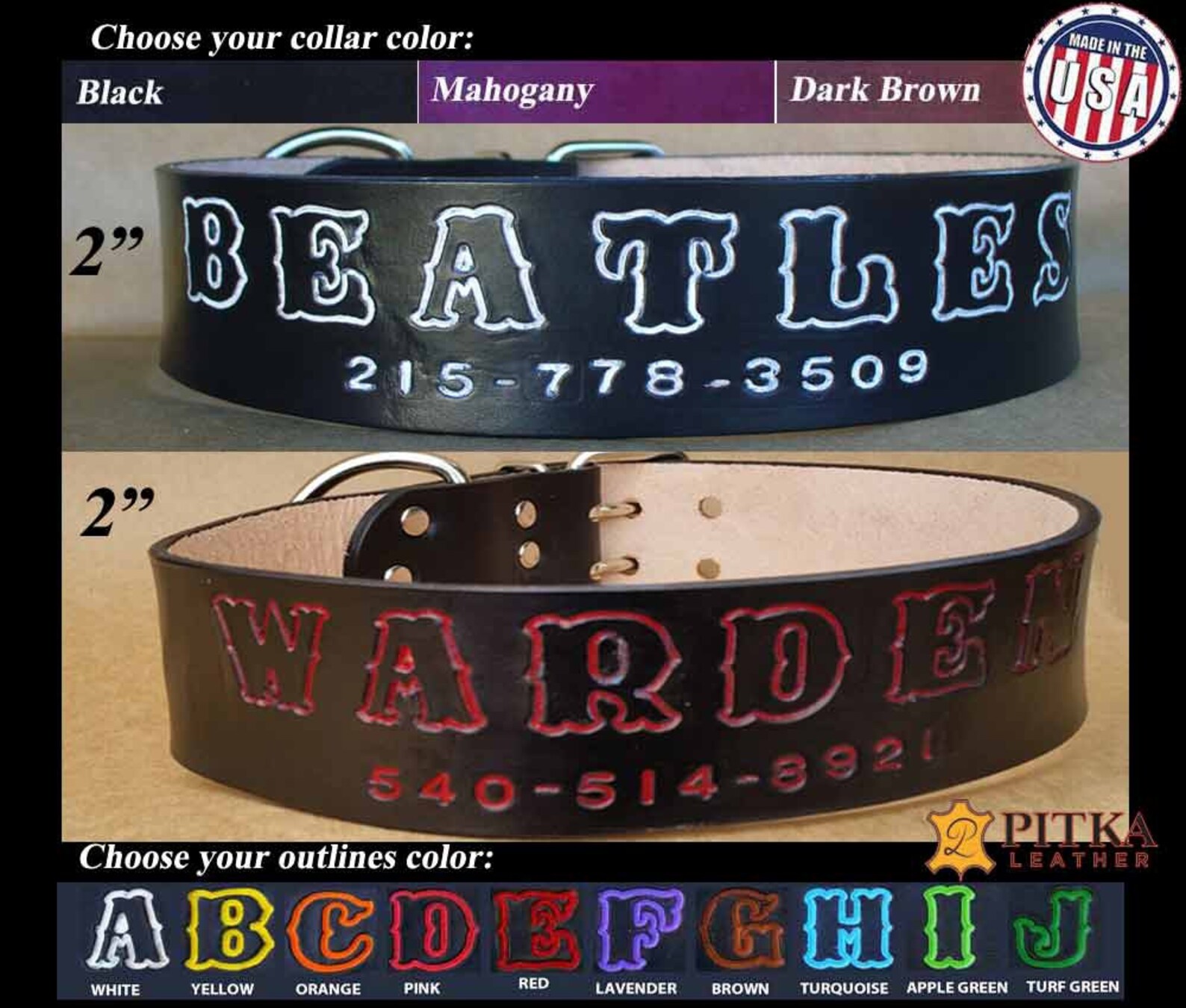 Big Dog Name Collar Custom Made Leather Dog Collars in | Etsy
