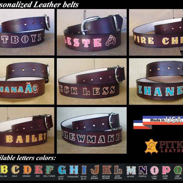 Brown Leather Belt With Name - Etsy
