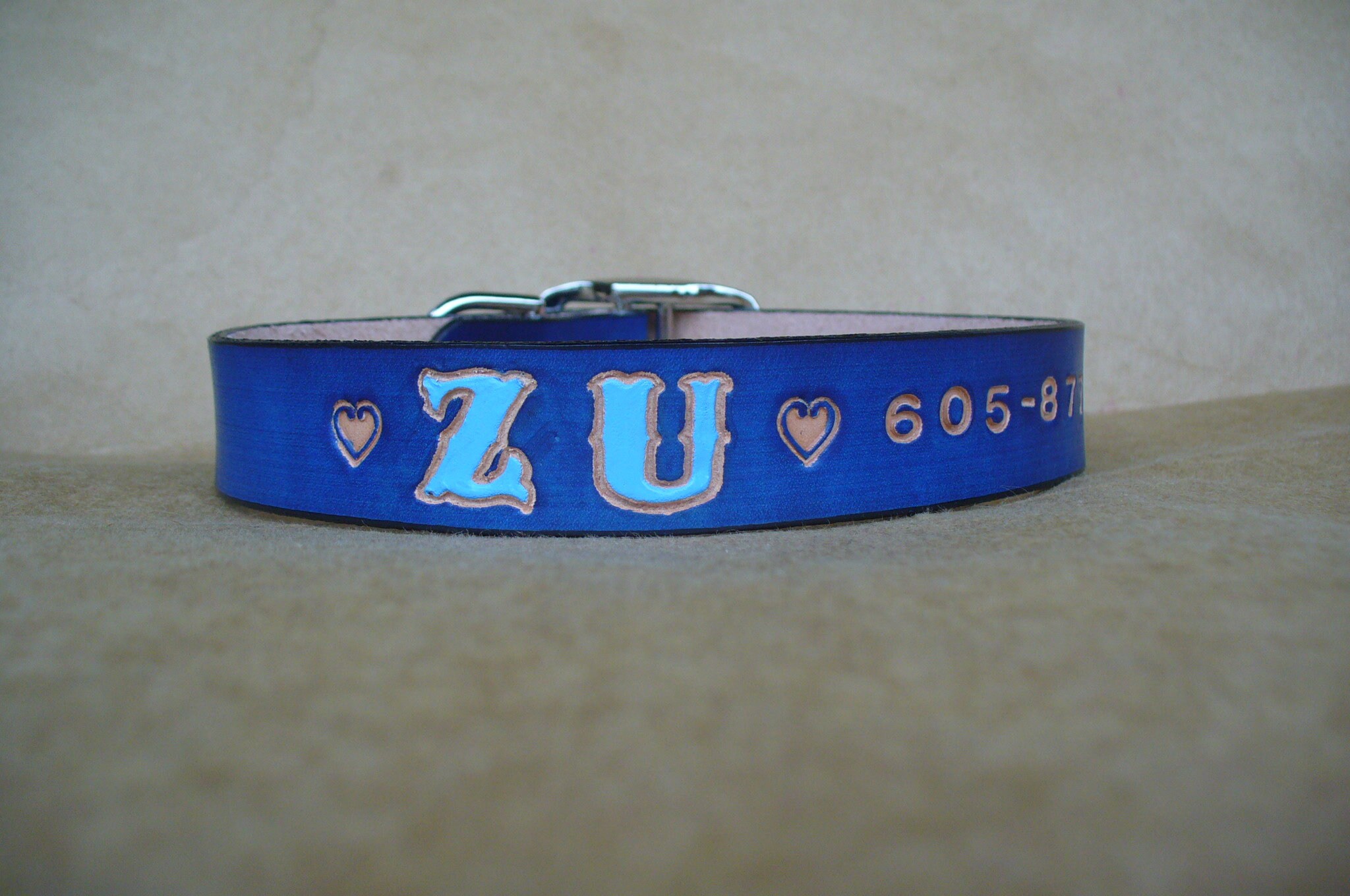 Blue Dog Collar Personalized with Name Durable Collars - Etsy Nederland