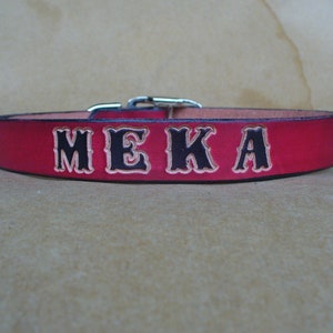 Red Leather Dog Collar – Personalized Embossed Name, Large Breed - Etsy