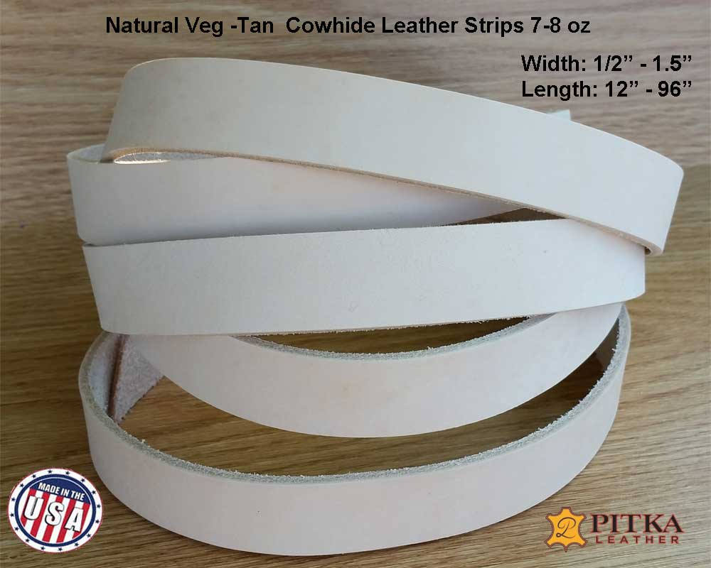 Natural Leather Strips Veg-tan Leather Strip 7-8 Oz 2.8 | Etsy