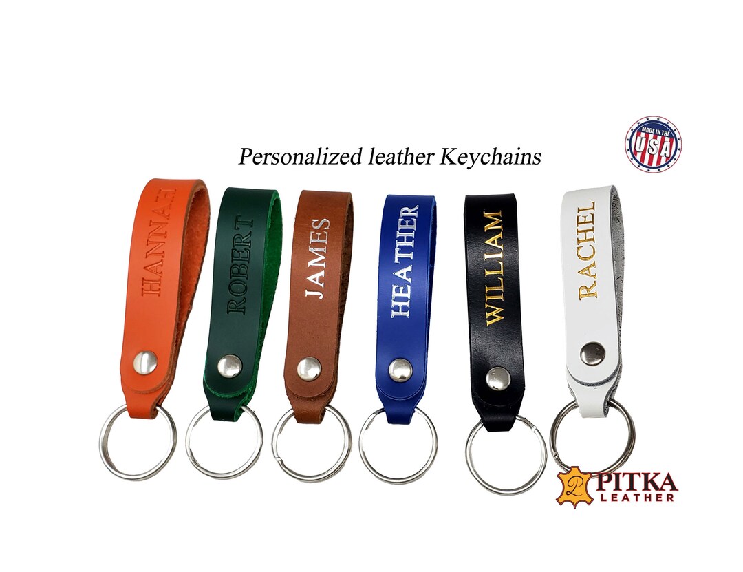 Custom Leather Keychain-personalized Keyrings Custom Name, Text, Date ...