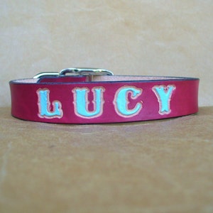Red Leather Dog Collar – Personalized Embossed Name, Large Breed - Etsy
