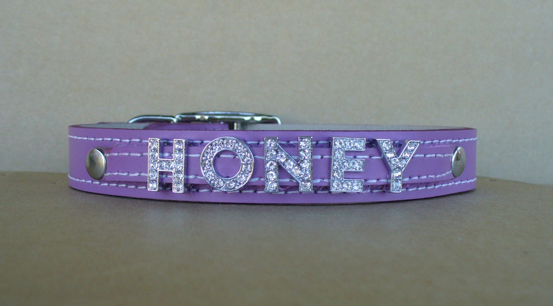 Personalized Rhinestone Dog Collars Custom Leather Collars | Etsy