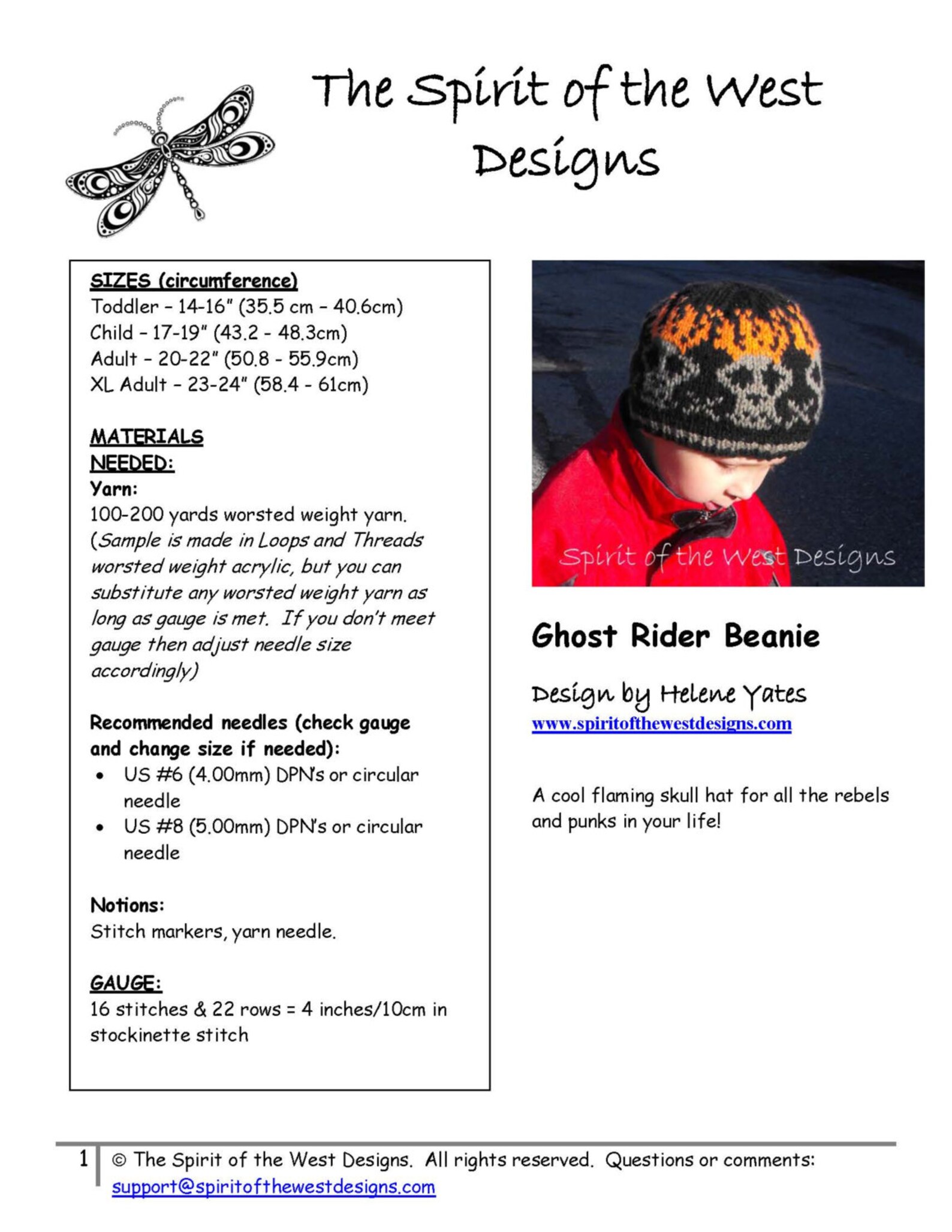 Knit Hat Pattern Flaming Skulls Toque Toddler Child Teen Adult Beanie ...