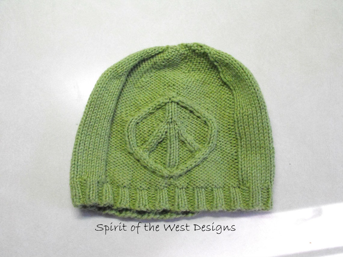 Knit Hat, Peace Sign, Knitting Pattern, Beanie, Knit Hat Pattern, Peace ...