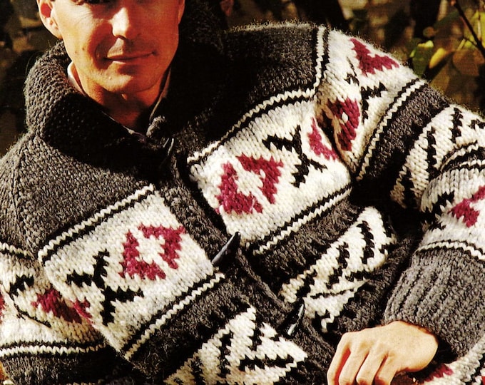 White Buffalo Pattern 16 Cowichan Salish Sweater Knit Cardigan Native ...
