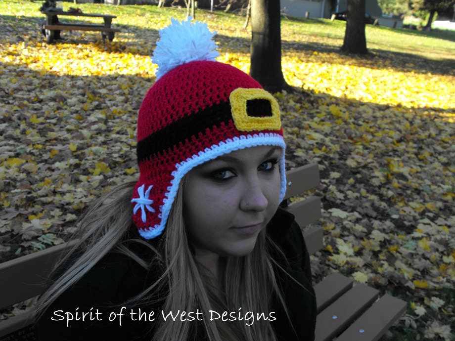 Holly Jolly Hat Crochet Pattern Christmas Xmas Santa Beanie Pompom ...