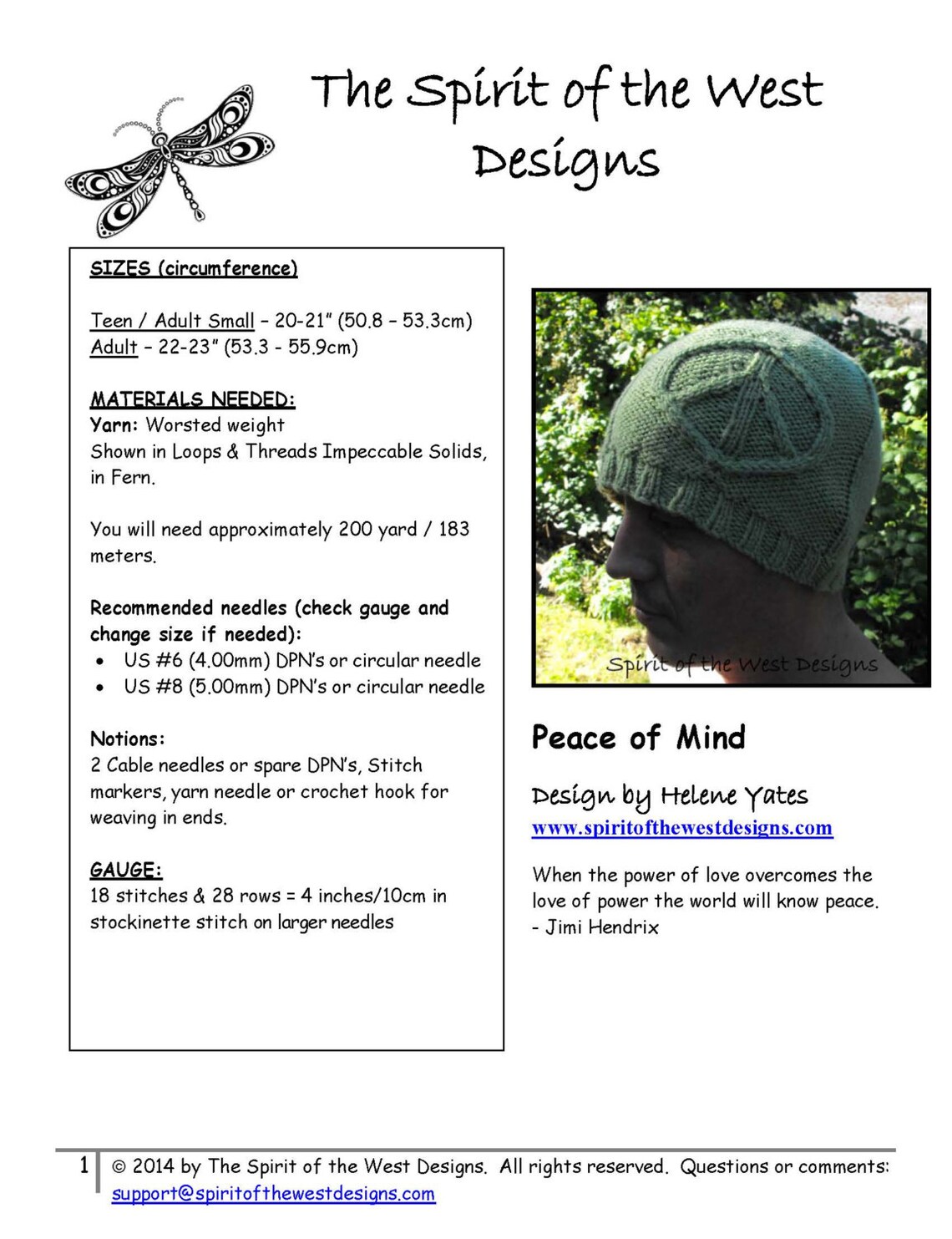 Knit Hat, Peace Sign, Knitting Pattern, Beanie, Knit Hat Pattern, Peace ...
