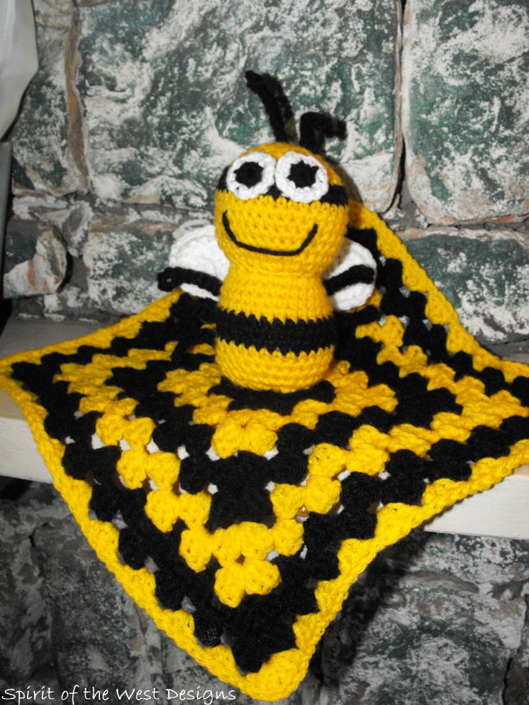 Crochet Pattern Bumblebee Lovey Snuggly Baby Blanket Granny Square ...