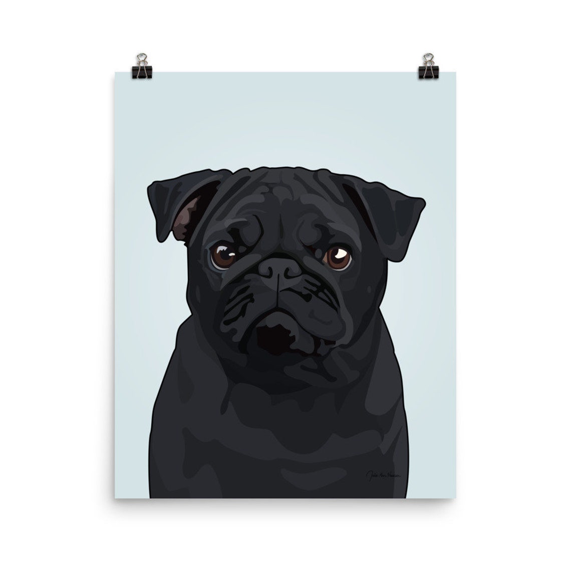 Black Pug Art Print Pug Dog Art Pug Decor Pug Wall Art Dog | Etsy