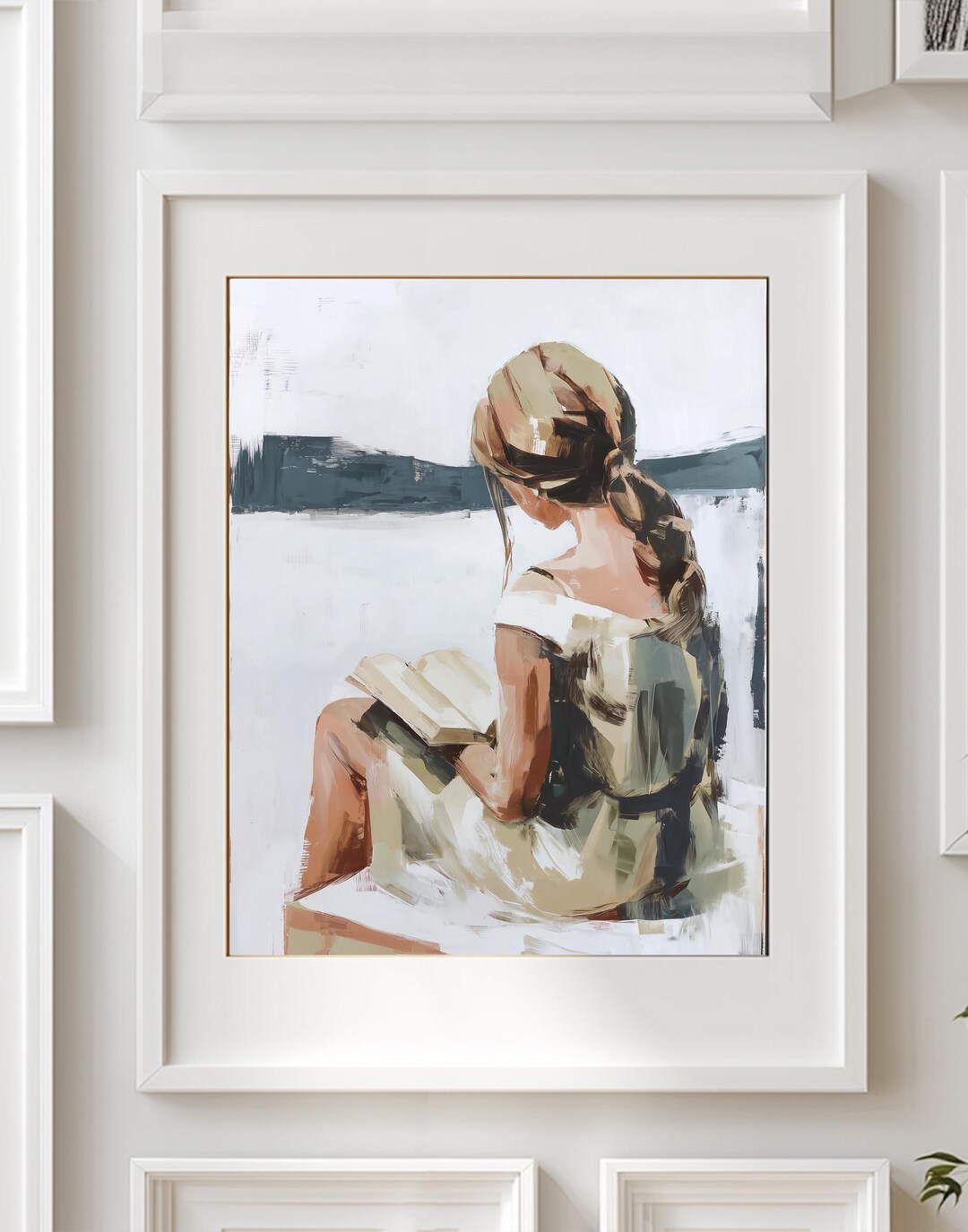 Girl Reading Wall Art, Abstract Girl With Book Print, Young Girl ...